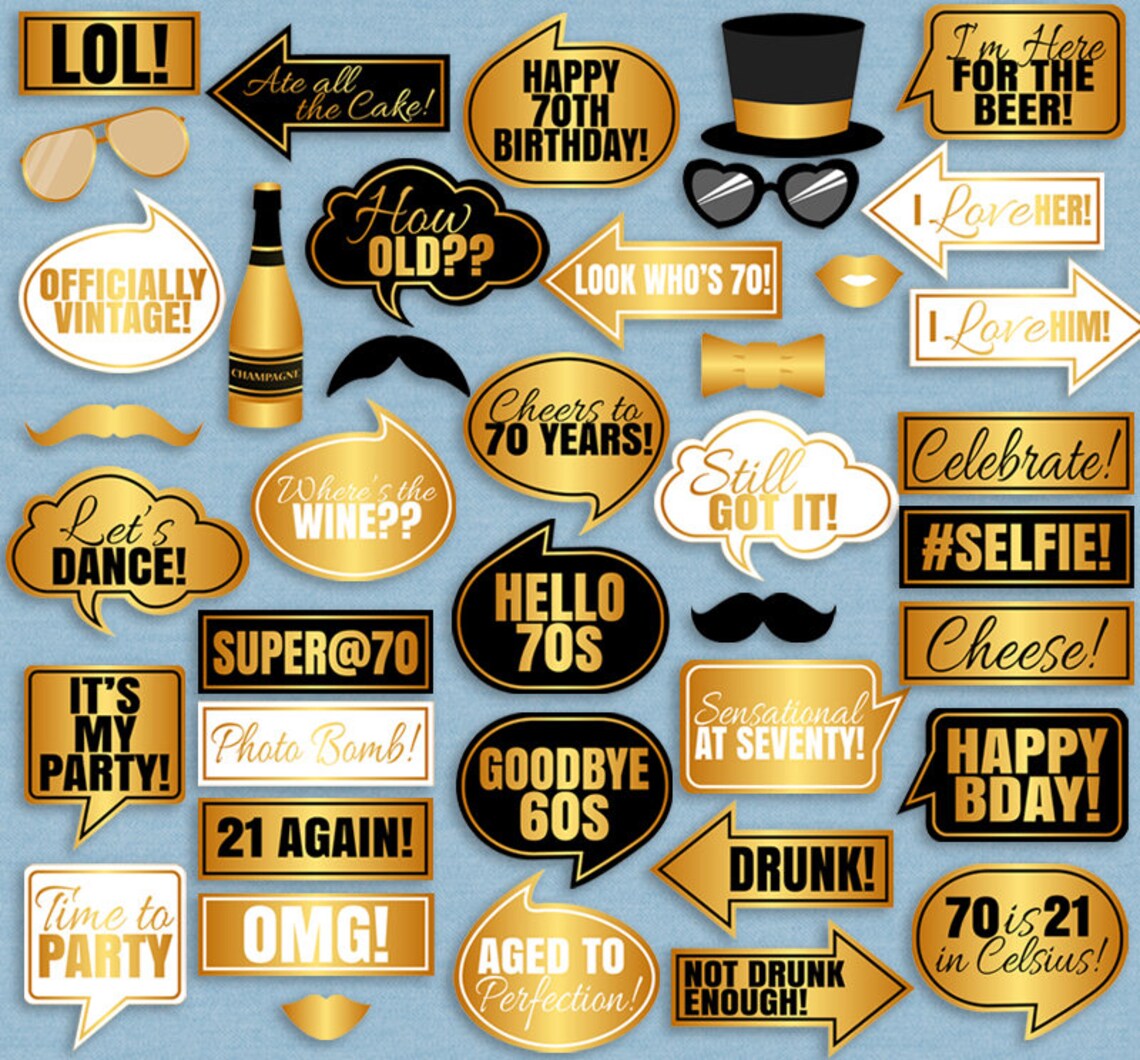40 X 70th Birthday Party Props 70th Photo Booth Props | Etsy