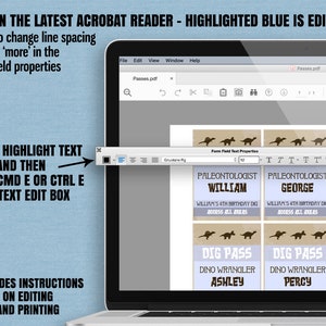 Editable Dinosaur Party Passes, Printable Dino Dig Passes, Printable ...