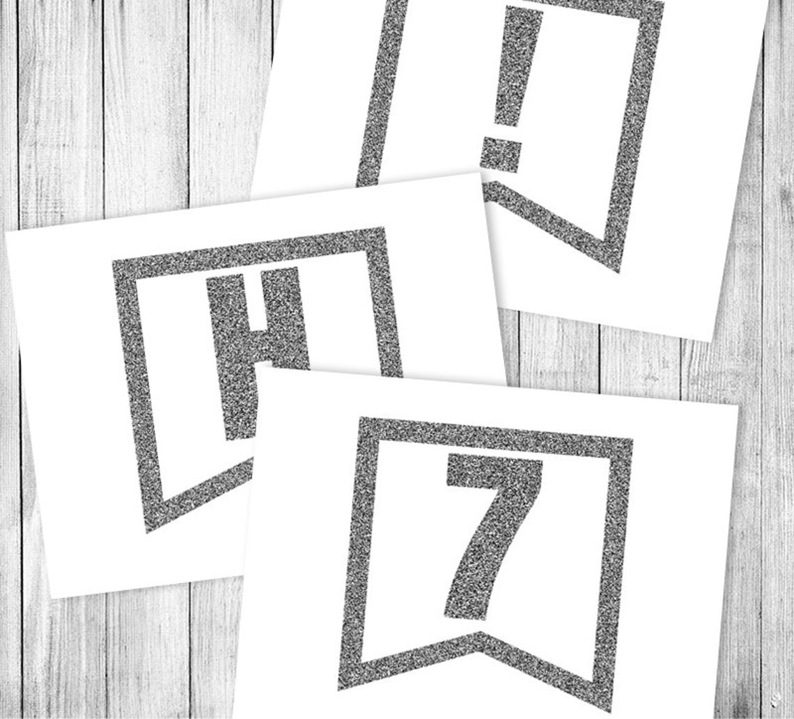 Silver Glitter Printable Bunting Alphabet Set Banner Diy | Etsy