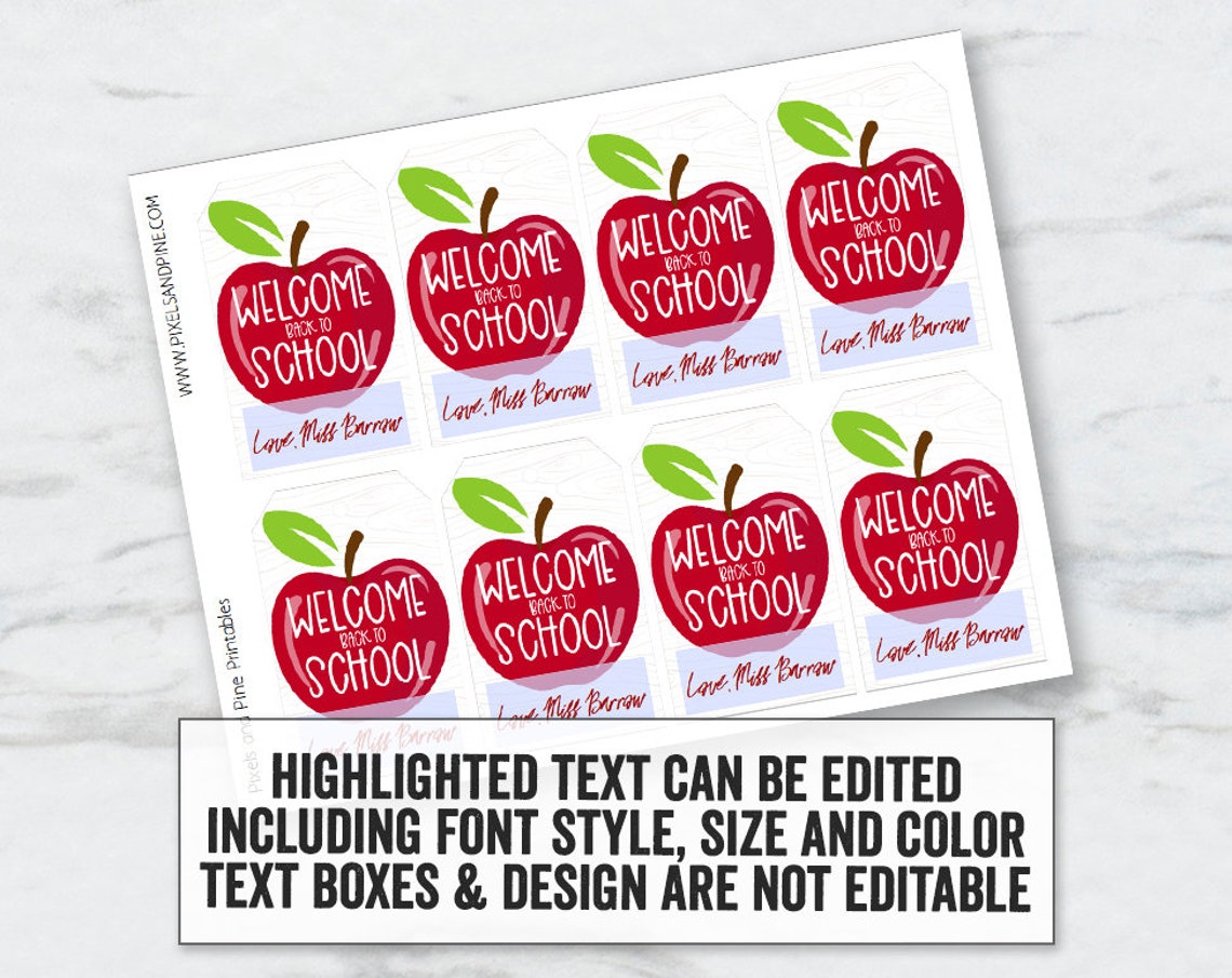 Welcome Back to School Printable Gift Tags Printable First - Etsy
