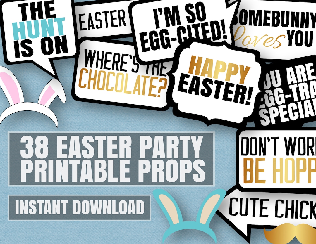 38 Easter Photo Booth Props, Photobooth Easter Egg Hunt Party Printable ...