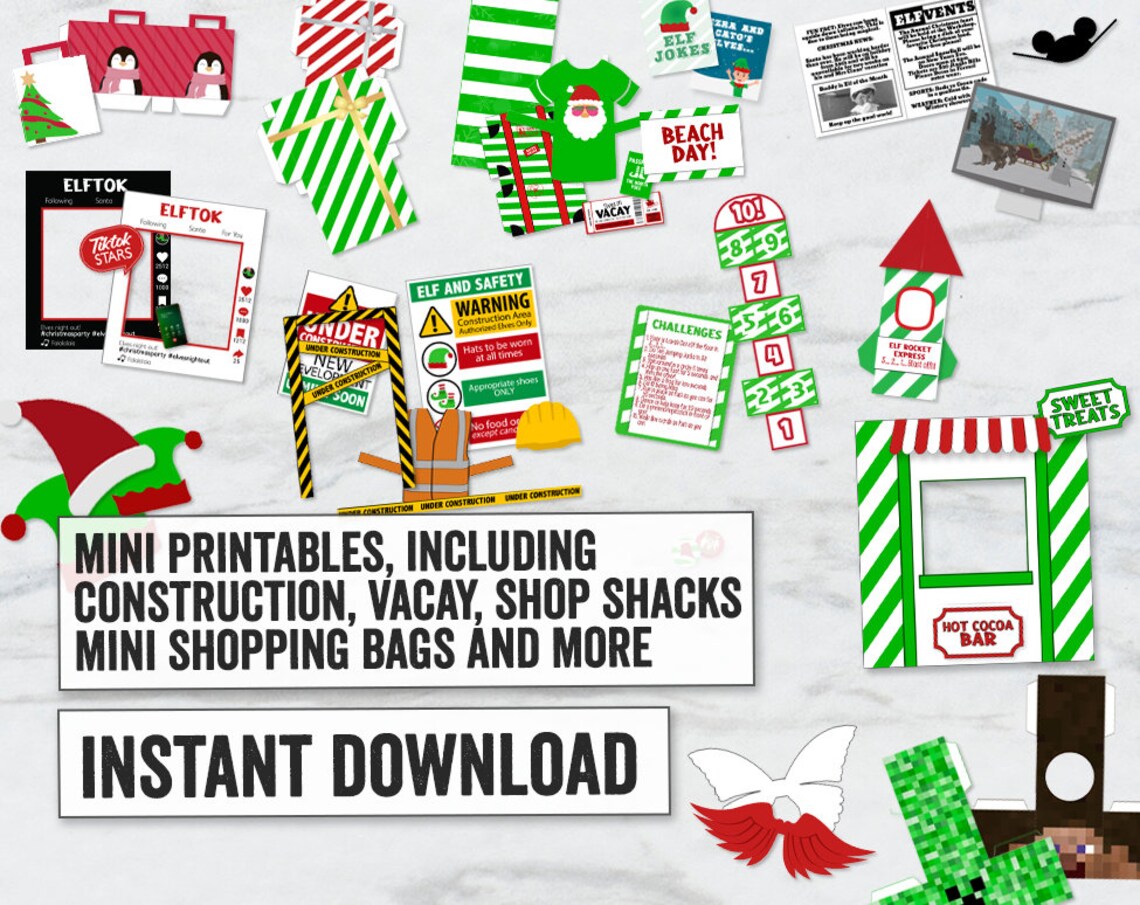 Printable Christmas Elf Bundle, 2023 Elf Games, Elf Bundle Printable ...