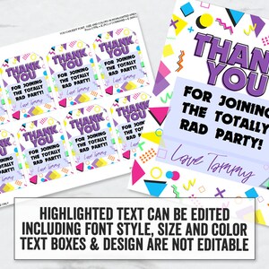 Retro Eighties Tags Printables for Party Decor, Editable 80s Party ...