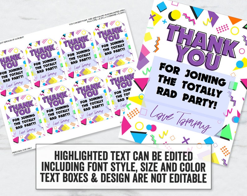 Retro Eighties Tags Printables for Party Decor, Editable 80s Party ...