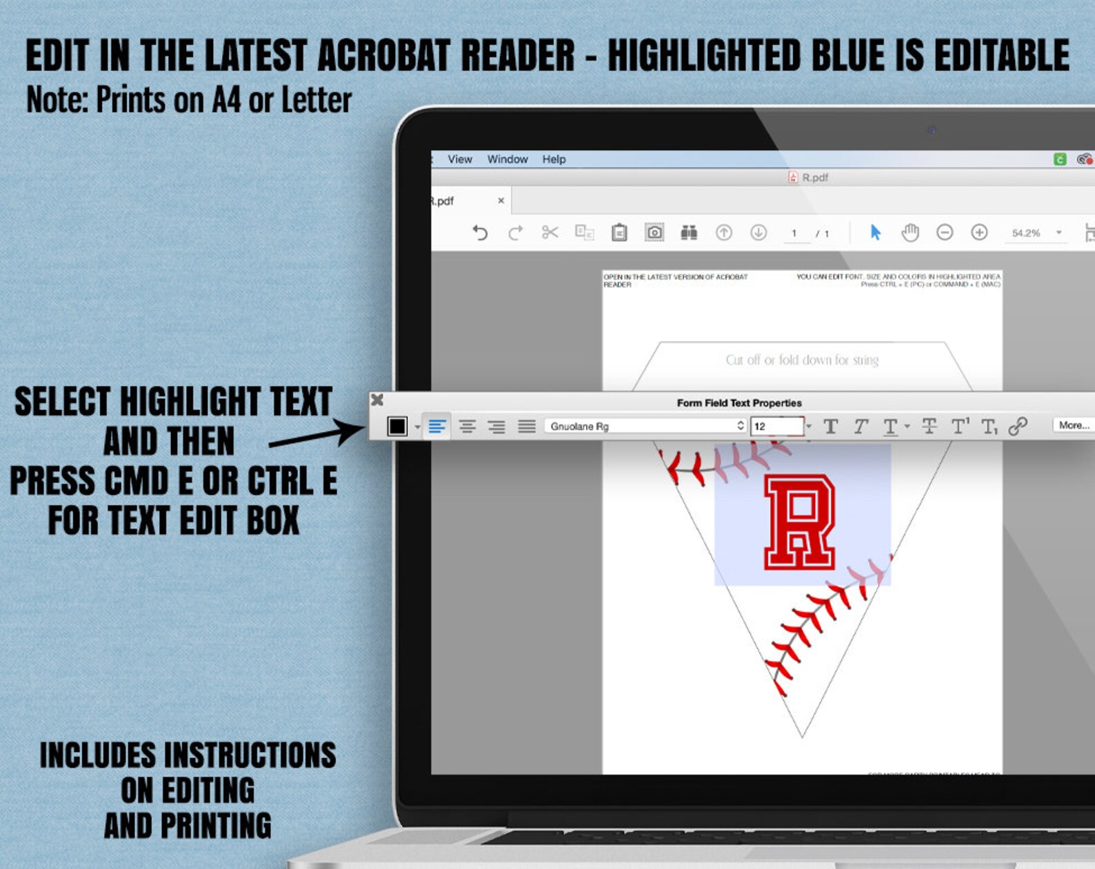 Editable Baseball Bunting Printable Baseball Party Banner | Etsy