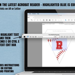 Editable Baseball Bunting, Printable Baseball Party Banner, Bunting Diy ...