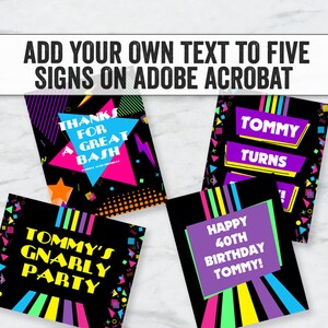 Printable Eighties Party Signs, Digital 80s Party Signs, Printable ...