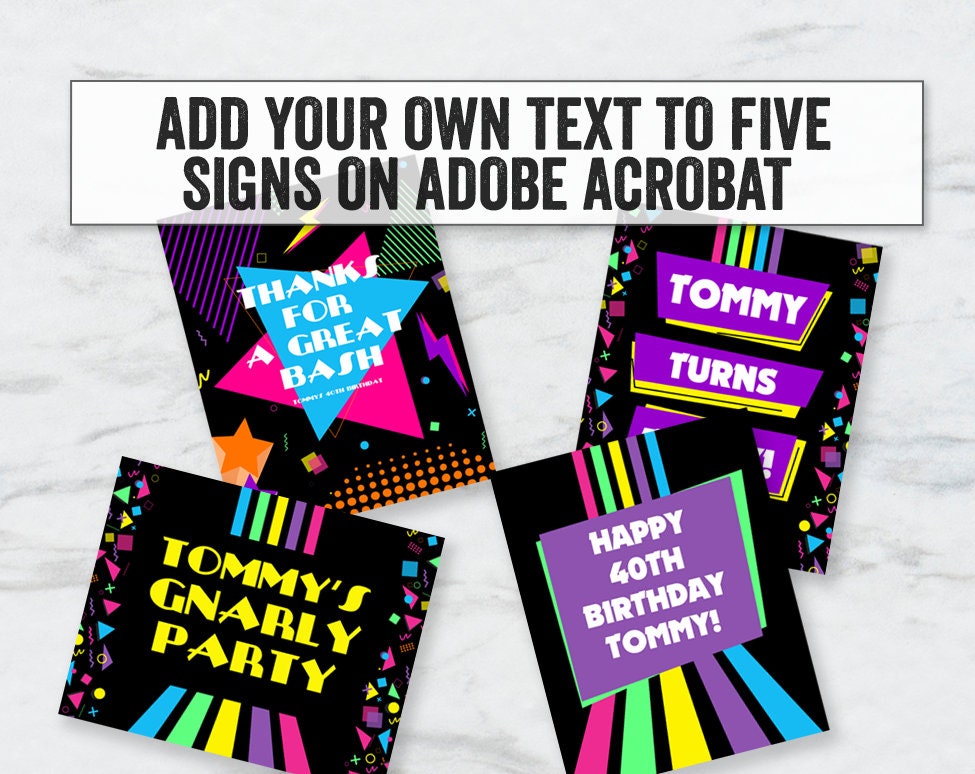 Printable Eighties Party Signs Digital 80s Party Signs - Etsy España