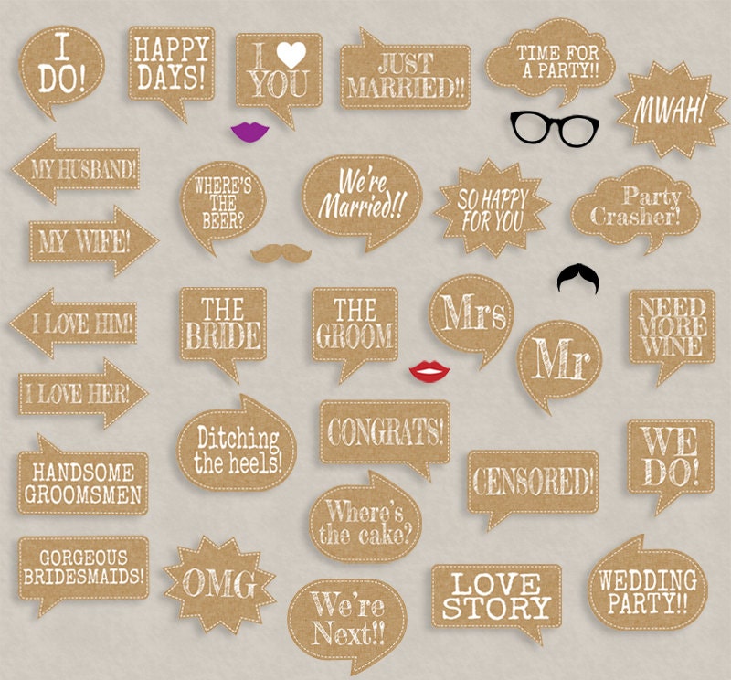 35 Rustic Wedding Photo Booth Prop Printables Rustic Burlap - Etsy UK