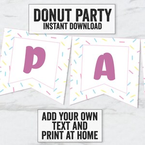 Editable Donut Party Bundle, Printable Pink Donut Birthday Pack, Donut ...
