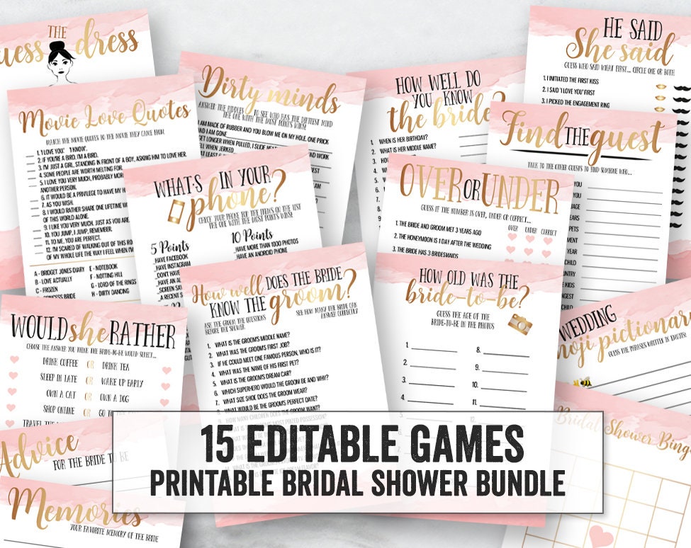 Editable Bridal Shower Game Bundle Edit and Print Your Own | Etsy