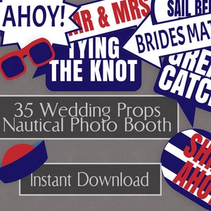 35 Nautical Wedding photo booth printable props sailor theme | Etsy