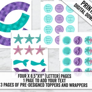 Editable Mermaid Party Bundle, Printable DIY Mermaid Party Pack ...