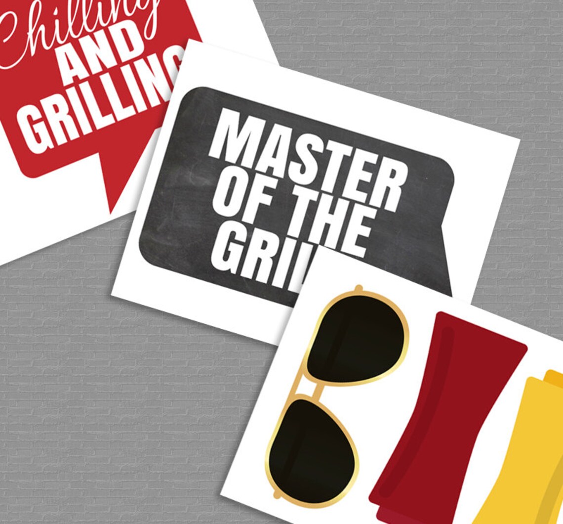 35 BBQ Party Prop Printables, Barbeque Photo Props, BBQ Theme Party ...