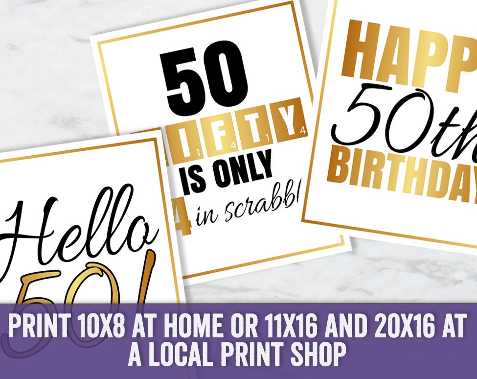 Printable 50th Birthday Signs Gold Party Signs 1973 Gold - Etsy Australia