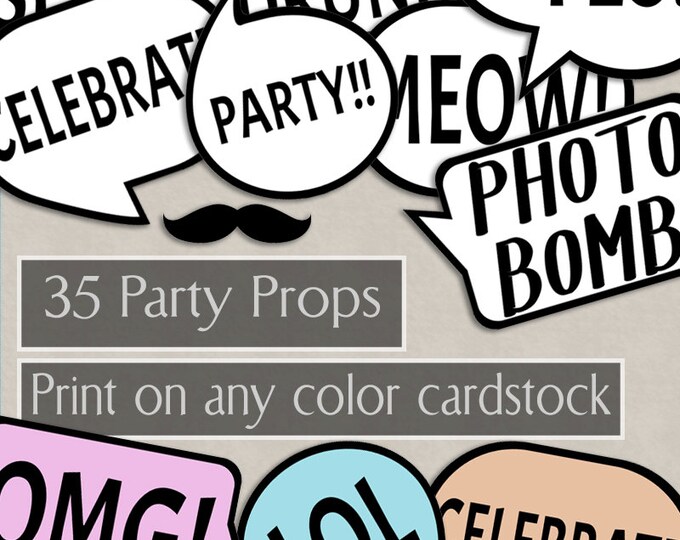 Printable Party Props Decor and More by YouGrewPrintables on Etsy