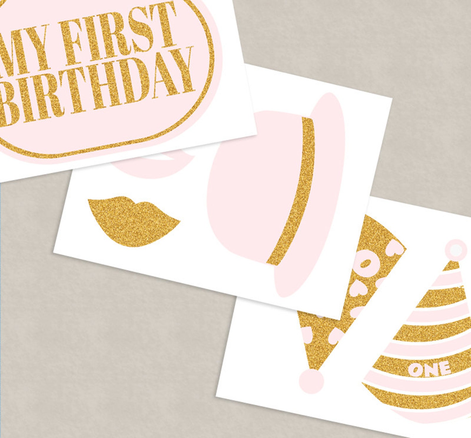 35 Girl's 1st Birthday Party Props, Photo Booth Props First Birthday ...