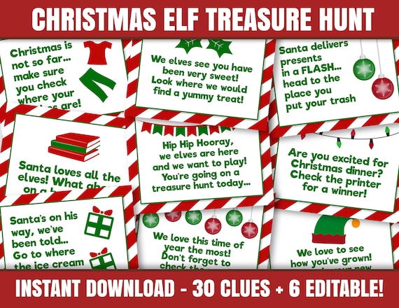 Printable Elf Treasure Hunt Christmas Elf Ideas Printable - Etsy Australia