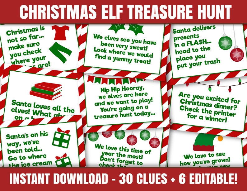 Printable Elf Treasure Hunt Christmas Elf Ideas Printable - Etsy