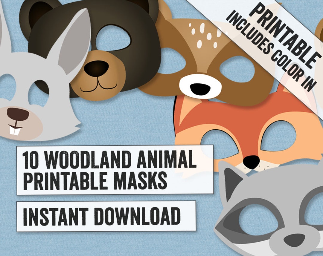 10 Woodland Animal Mask Printables, Kid's Wildlife Crafts, Woodland ...