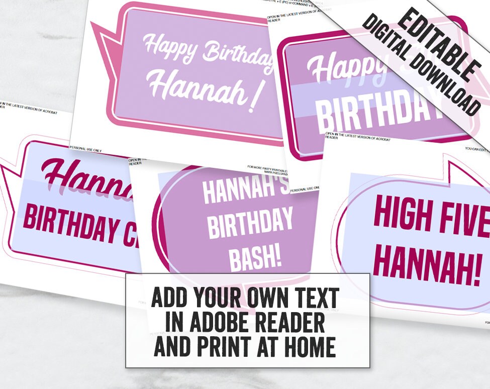 Pink 3rd Birthday Printable Props Third Birthday Photobooth - Etsy