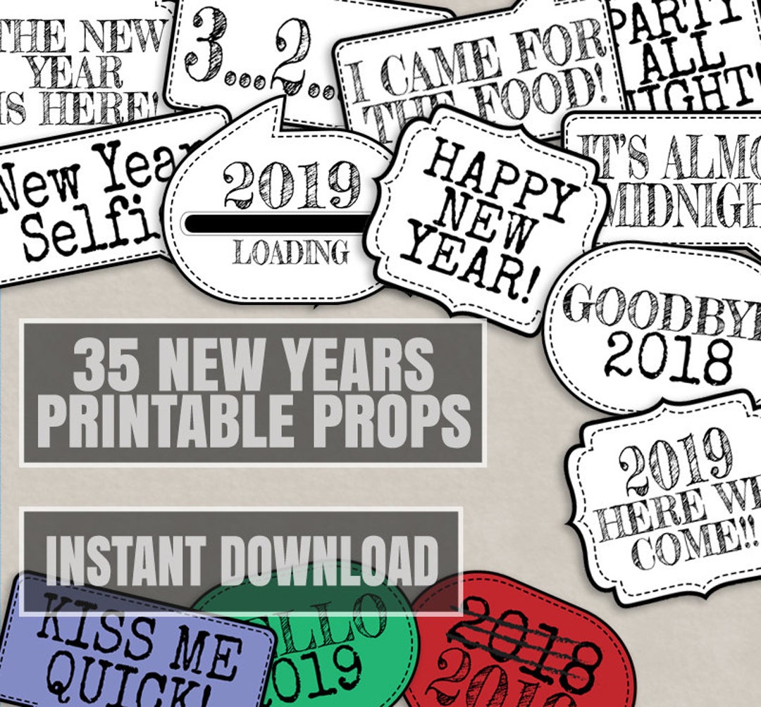35 Any Colour New Years Props Printable Photo Booth New Year - Etsy UK