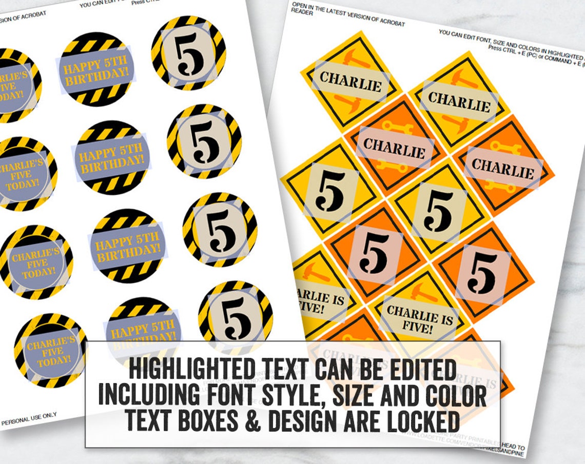 Printable Construction Cupcake Toppers and Wrapper Template - Etsy