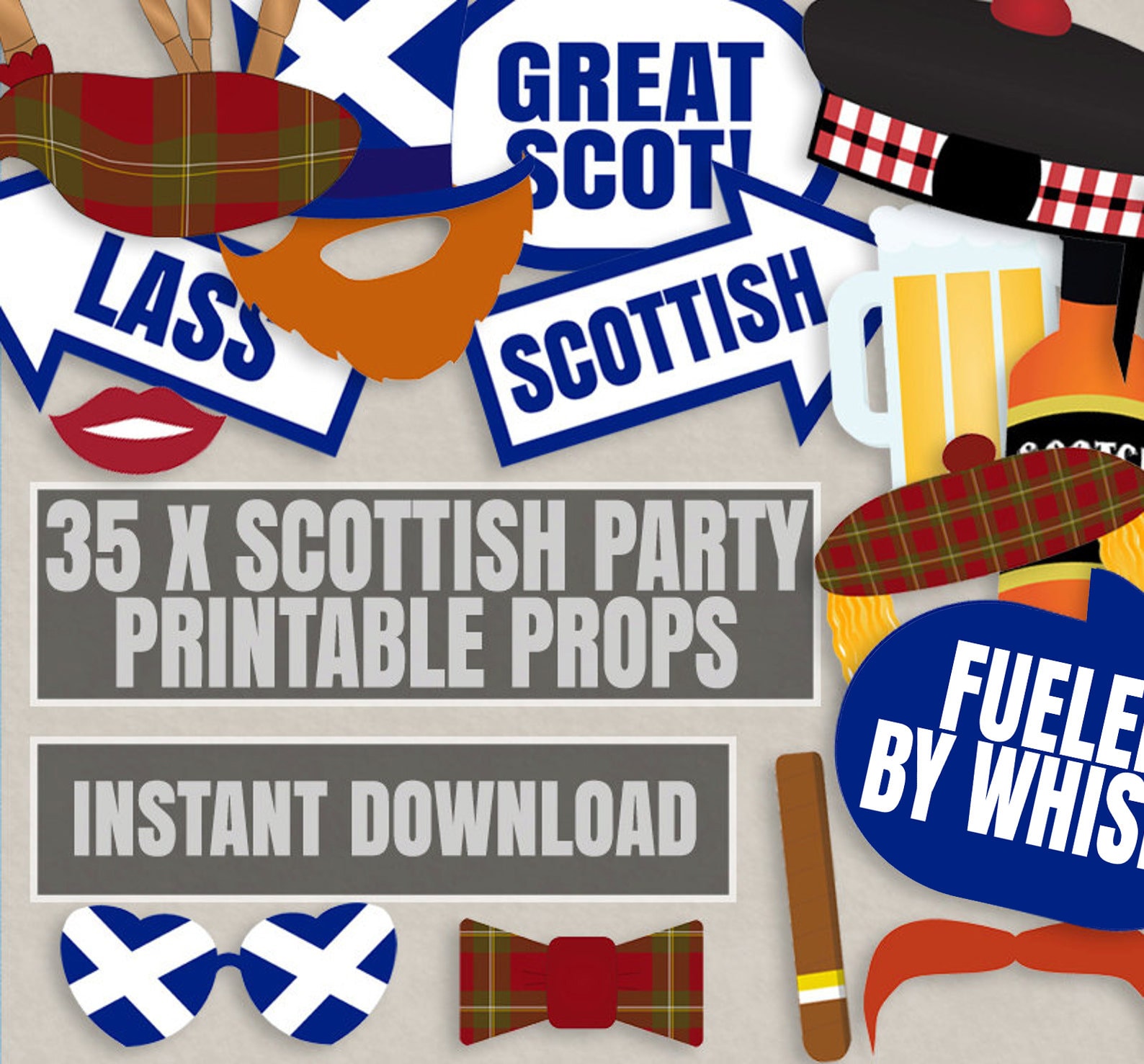 35 Scottish Party Props, Printable Scotland Themed Photo Booth Props ...