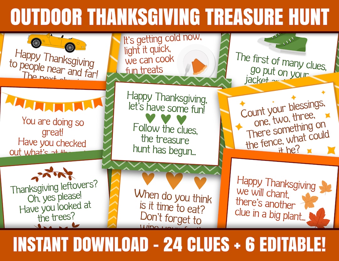 Outdoor Thanksgiving Treasure Hunt, Printable Thanksgiving Treasure ...