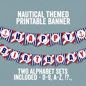 Nautical Bunting Printable, Happy Birthday Banner Nautical Theme Party ...