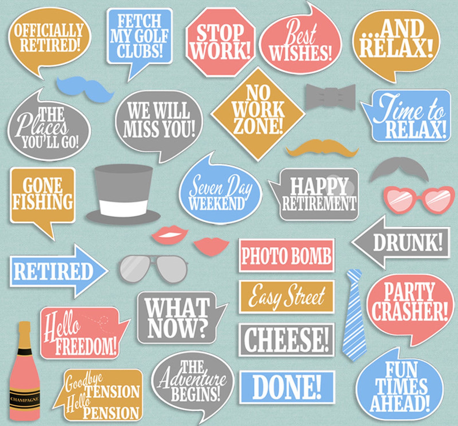 35 Retirement Party Photo Props Retirement Party Photo Booth - Etsy UK