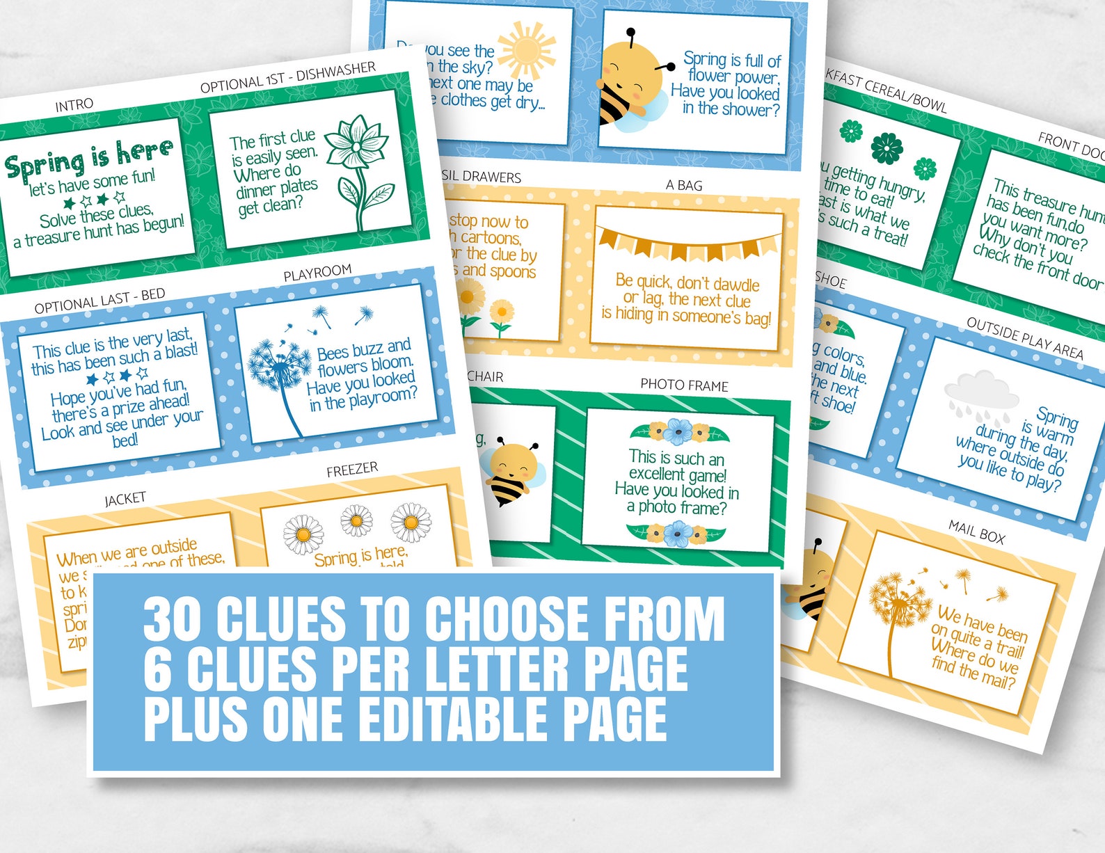 Printable Spring Treasure Hunt Clues, Instant Download Spring Treasure ...