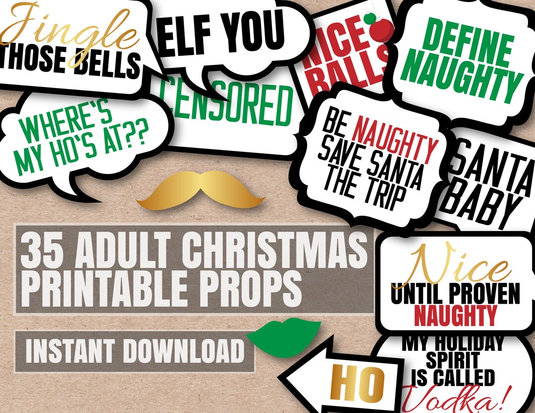35 Adult Christmas Phrases Printable Photo Booth Props, Christmas Adult ...
