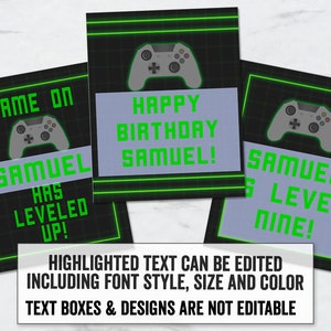 Printable Gamer Party Signs, Editable Gaming Party Signs, Gaming Signs ...