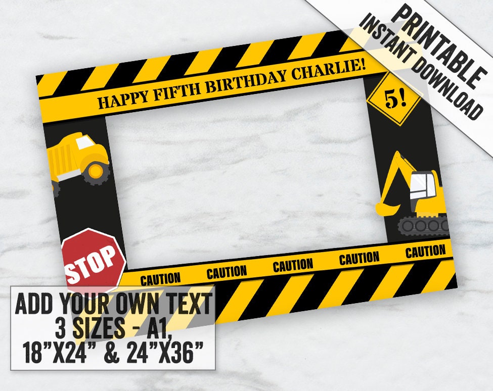 Paper & Party Supplies Digital Files Construction Photo Booth Prop ...