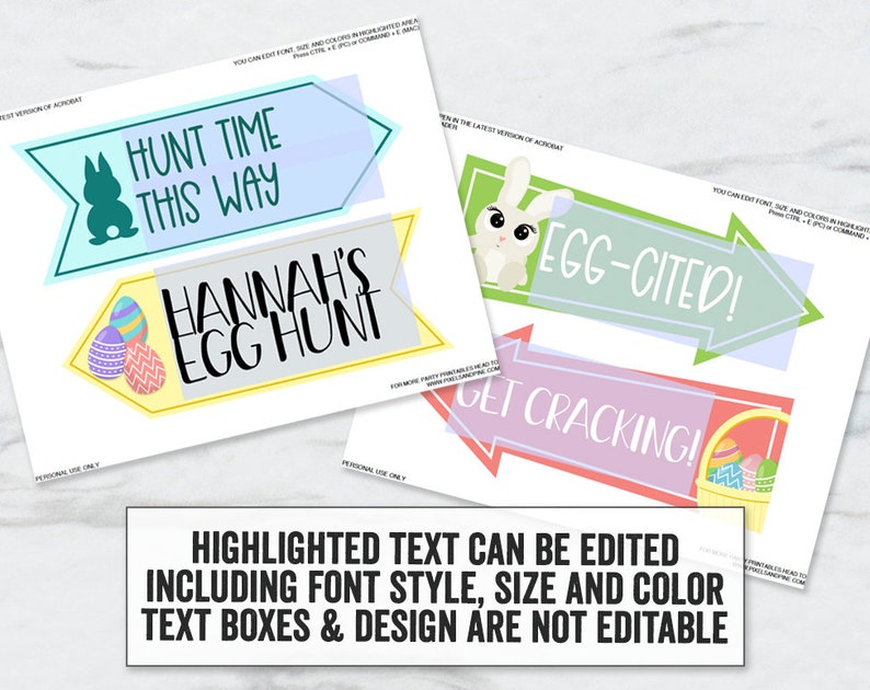 Printable Easter Egg Hunt Signs, Easter Egg Hunt Arrows, Digital ...