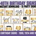 Printable 40th Birthday Signs, Gold Party Signs 1983, Gold 40th ...
