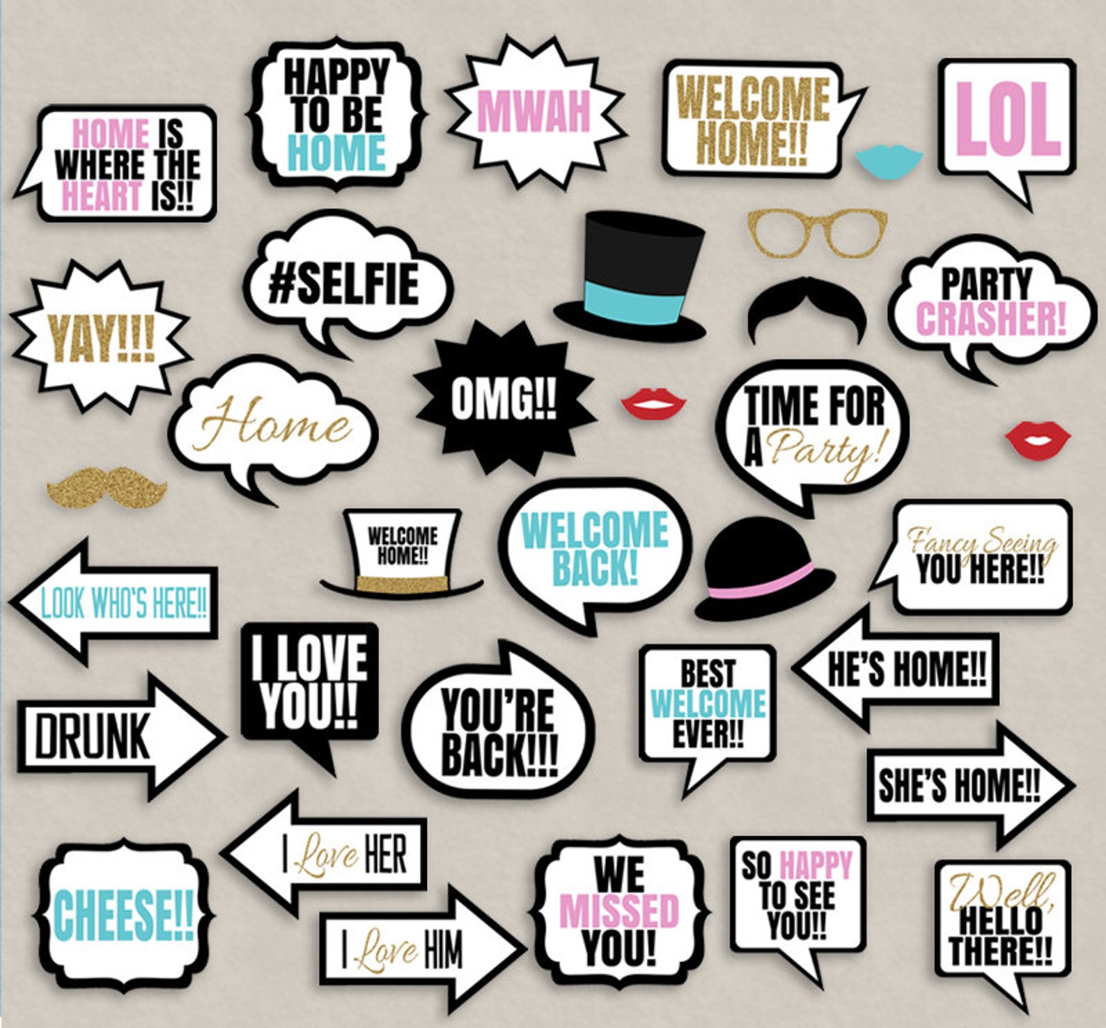 Welcome Home Photo Booth Props Welcome Back Party Photo Booth | Etsy