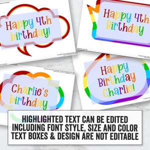 Editable Rainbow Party Bundle, Printable Rainbow Party Birthday Pack ...