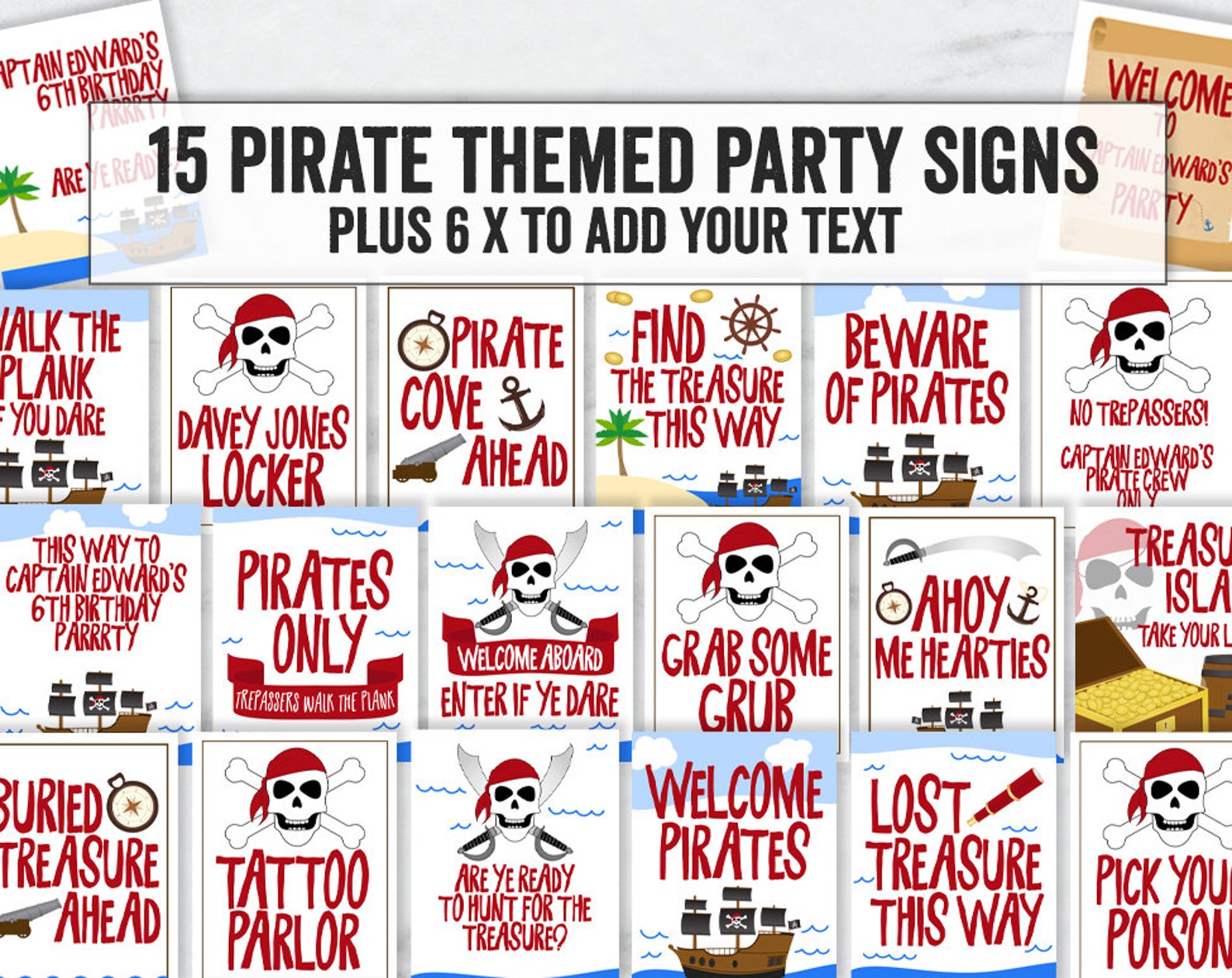 Printable Pirate Party Signs Printable Pirate Signs Editable - Etsy UK