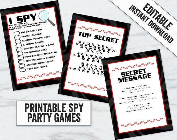 Editable Spy Games Printable Spy Party Add Your Own Text - Etsy UK
