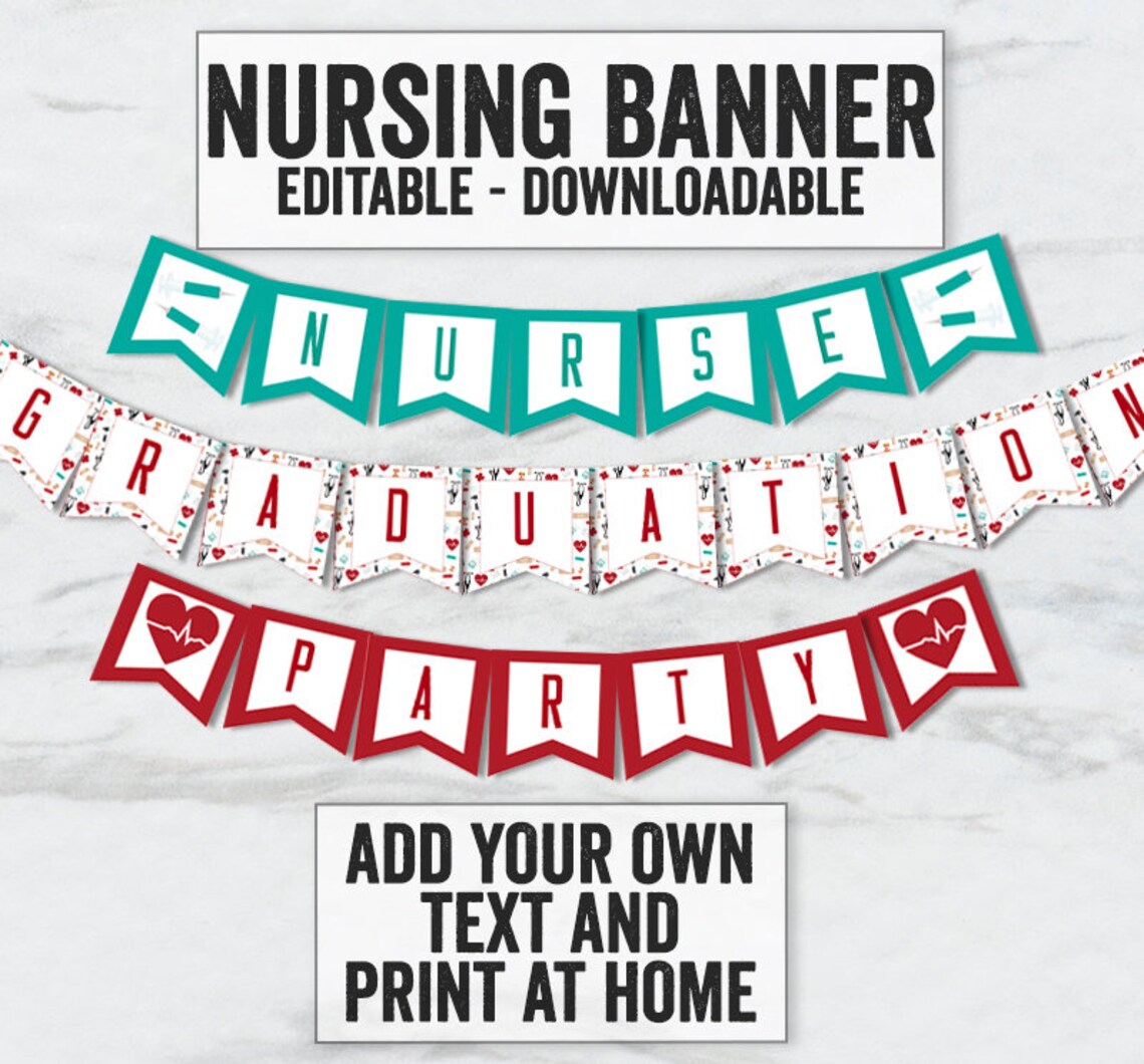 Nursing Banner Printable Editable Medical Party Bunting Any - Etsy