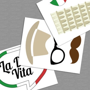35 Italian Photo Booth Props, Italy Themed Party Props, Love Rome Party ...