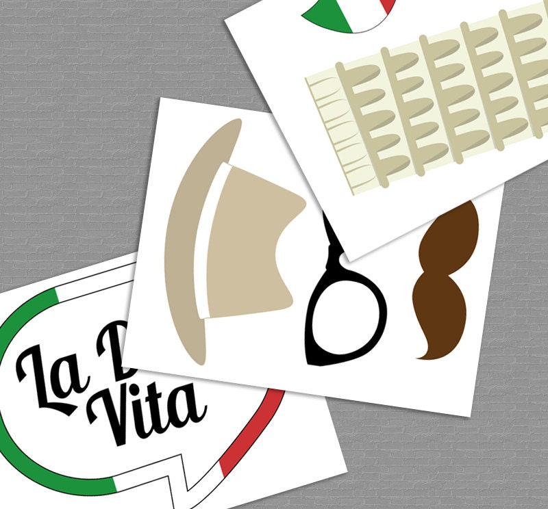 35 Italian Photo Booth Props, Italy Themed Party Props, Love Rome Party ...
