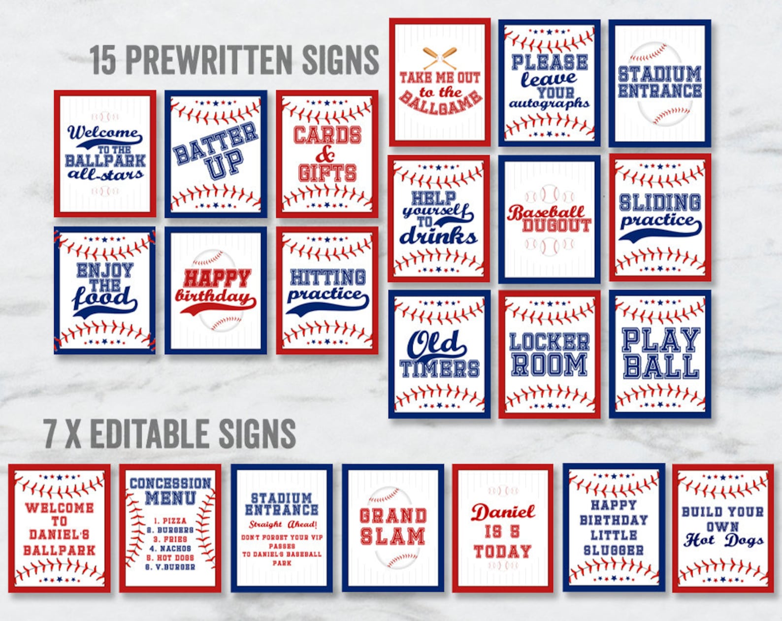 Baseball Party Signs, Printable Baseball Party Signs, Editable Baseball ...