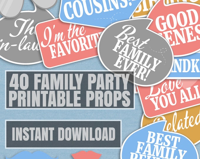 Family Reunion Photo Booth Props DIGITAL DOWNLOAD PDF File Set of 12 - Etsy