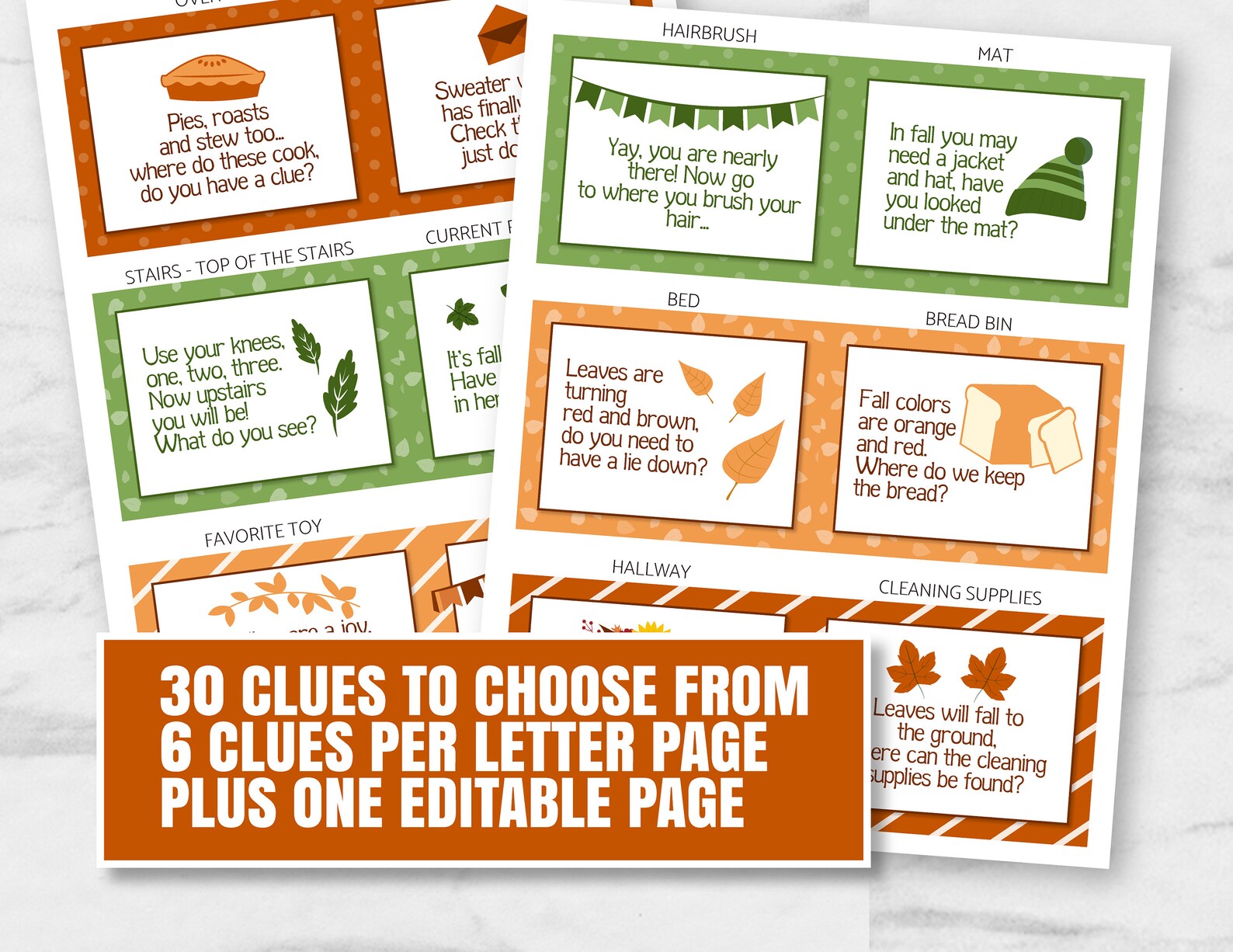 Printable Fall Treasure Hunt Clues Instant Download Fall - Etsy