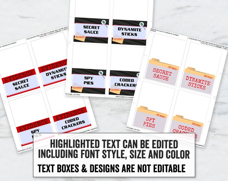 Secret Agent Party Tent Card Printables Editable Spy Party - Etsy