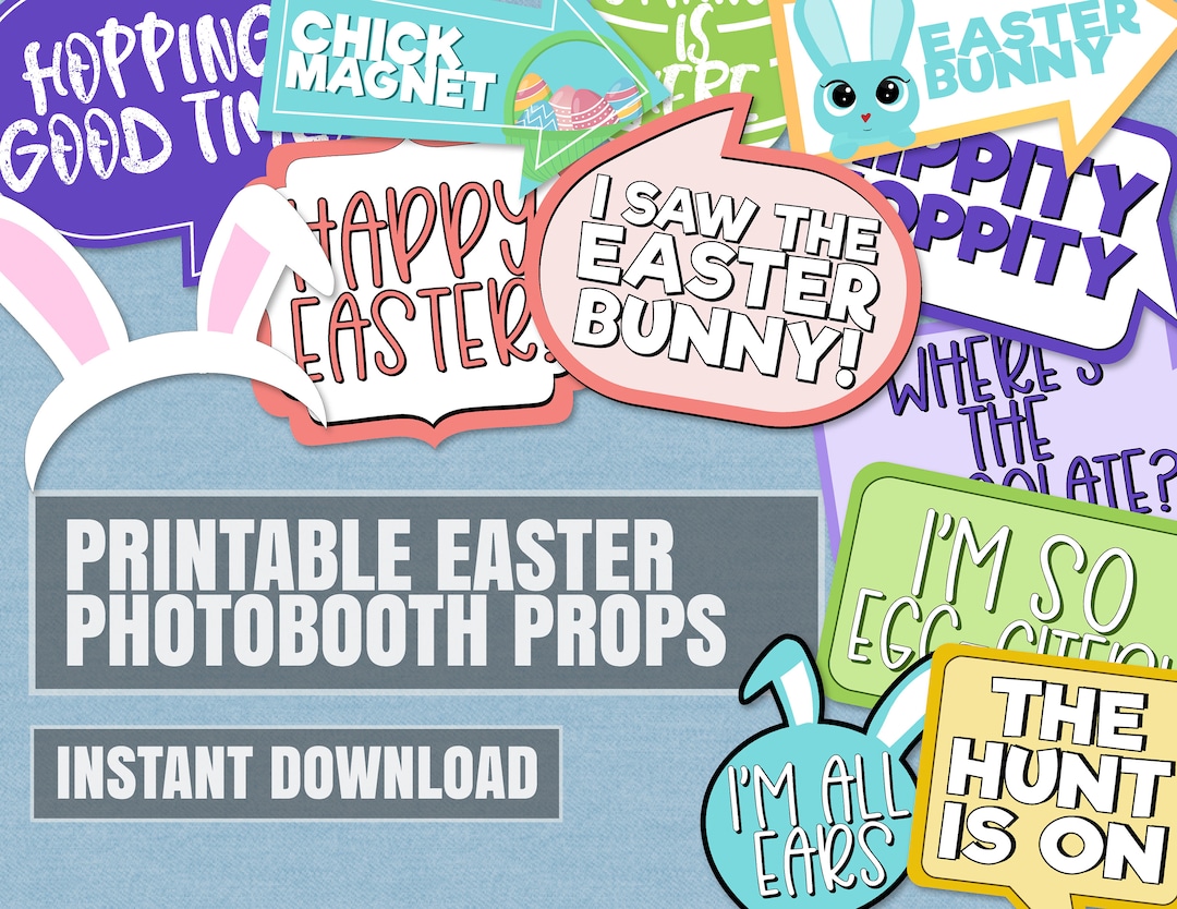 Easter Printable Photobooth Props, Printable Easter Egg Hunt Decor ...