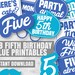 5th Birthday Printables, 5th Birthday Party Props, Boy's Fifth Birthday ...
